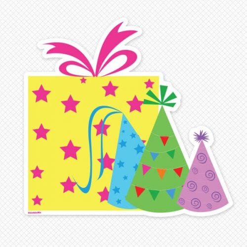 Presents and Party Hat Wall Stickers | Party Wall Decal Decorations