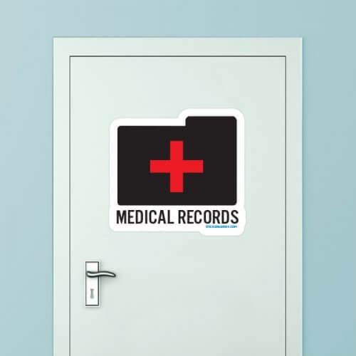 Removable Medical Records Sign Door Decal | Sticker Genius