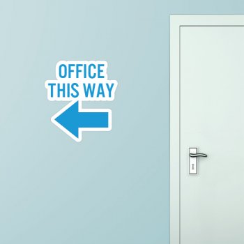 Office This Way Left Arrow Graphic Sign | Sticker Genius