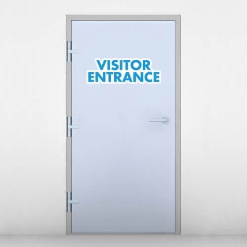 Visitor Entrance Sign | Door Sticker for Business | Sticker Genius