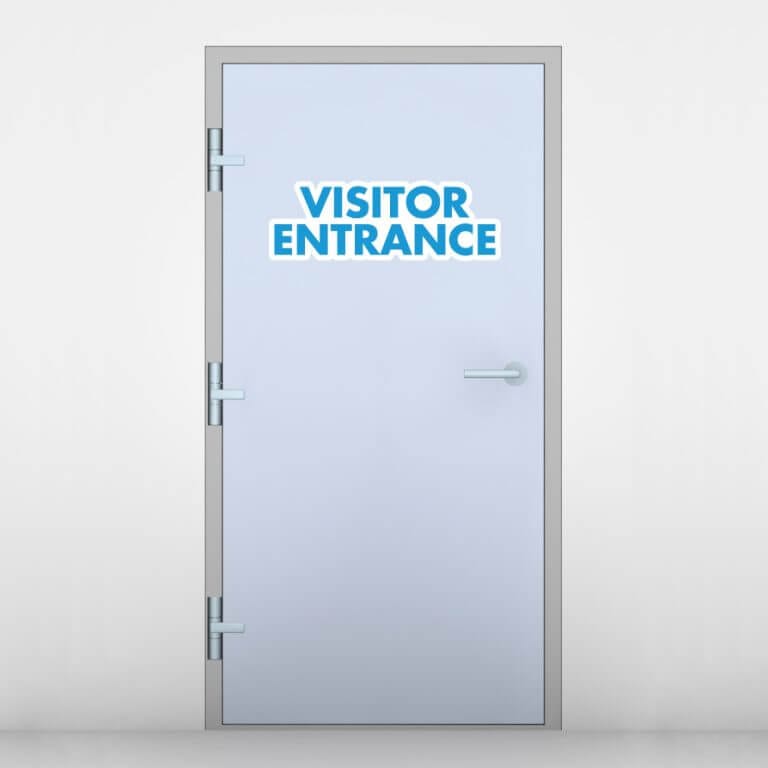 Visitor Entrance Sign | Door Sticker for Business | Sticker Genius