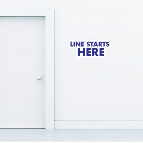 Reusable Line Starts Here Wall Sign Graphic | Sticker Genius