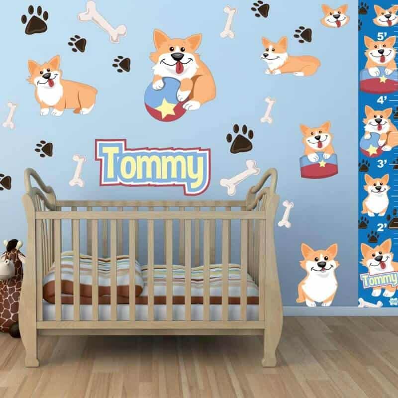 Corgi Stickers | Boys Bedroom Wall Stickers | Sticker Genius