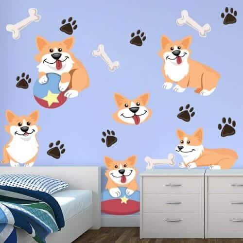 Corgi Wall Art | Children's Corgi Wall Decor Decals