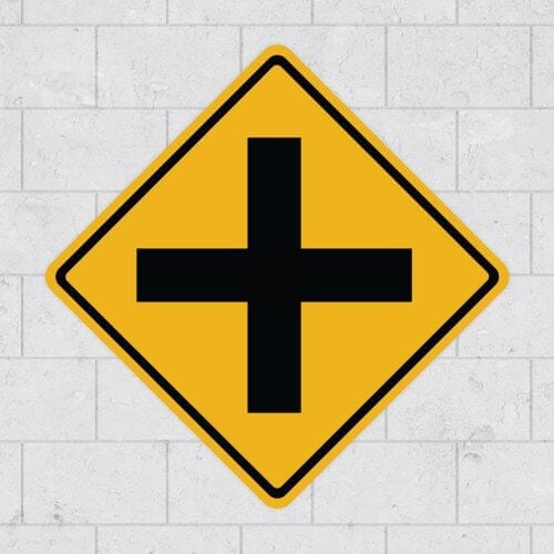 Yellow Intersection Sign | 4 Way Intersection Sign