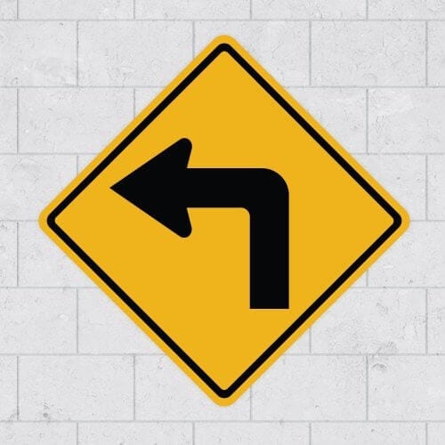 Yellow Left Turn Sign | Repositionable Left Turn Arrow Wall Decal