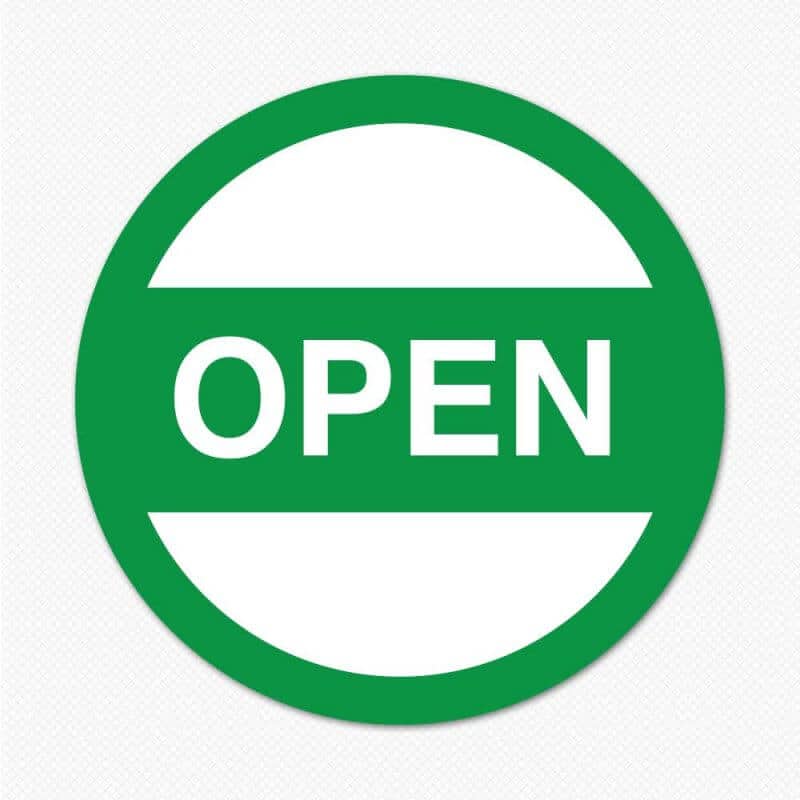 Green & White Circle Open Sign Wall Decal for Sale | Sticker Genius