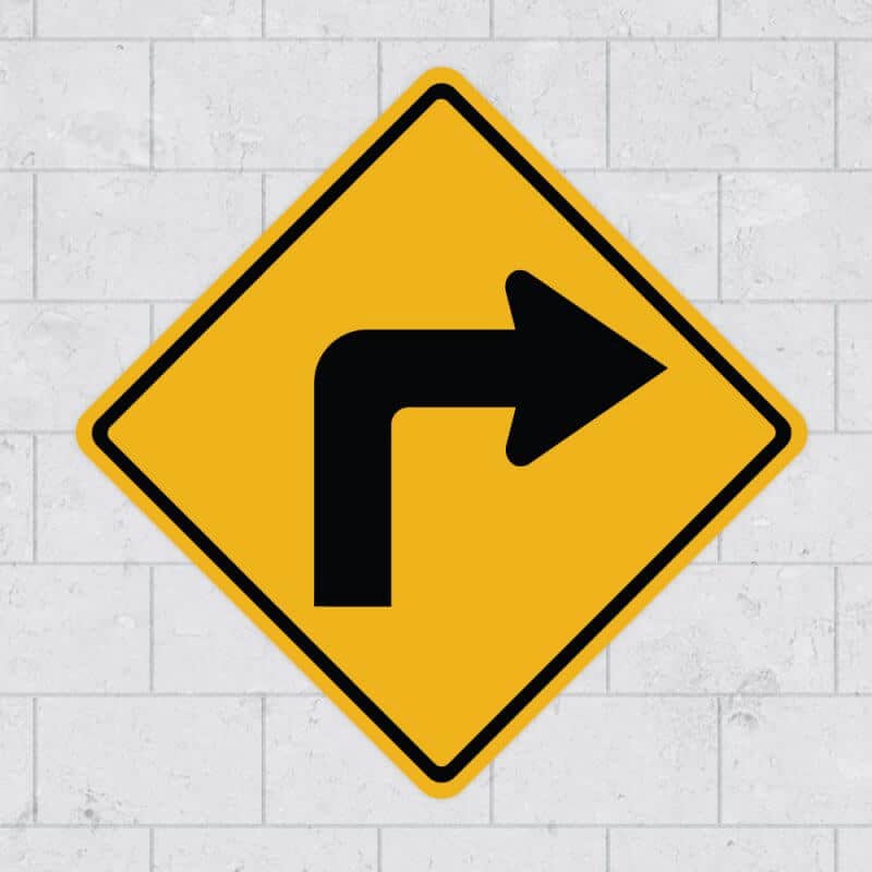 Right Turn Sign | Right Turn Sticker | Sticker Genius