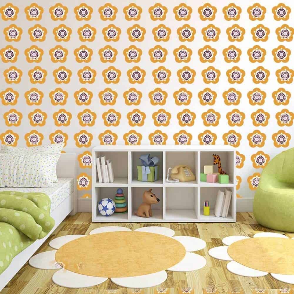 Flower Wall Stickers for Bedrooms | Yellow Flower Wall Decals