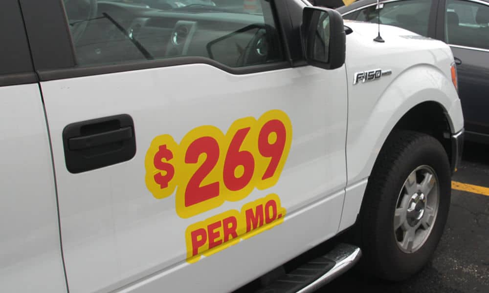 Repositionable Vehicle Safe Dealership Stickers | Sticker Genius